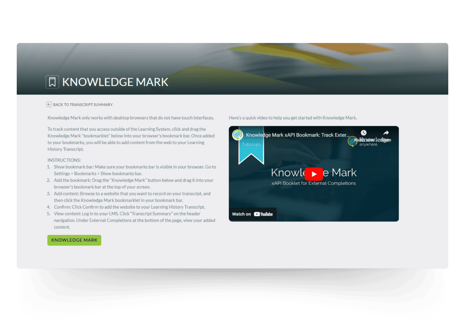 Capture External Learning | KnowledgeMark | Seamless xAPI Integration in Knowledge Anywhere's LMS
